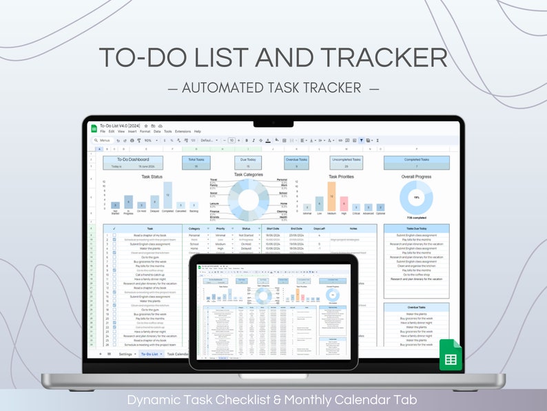 Task Management Spreadsheet Template, to Do Checklist Google Sheets ...