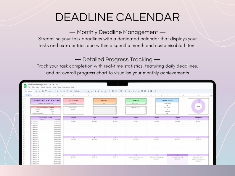 Workflow Task Tracker Spreadsheet, Google Sheets to Do List and ...