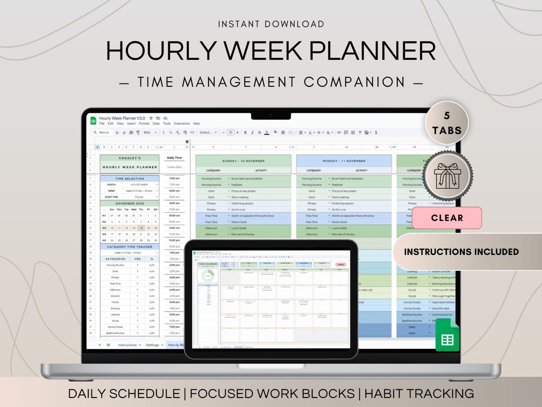 Time Blocking To-do List Spreadsheet Template, Daily Task Manager ...