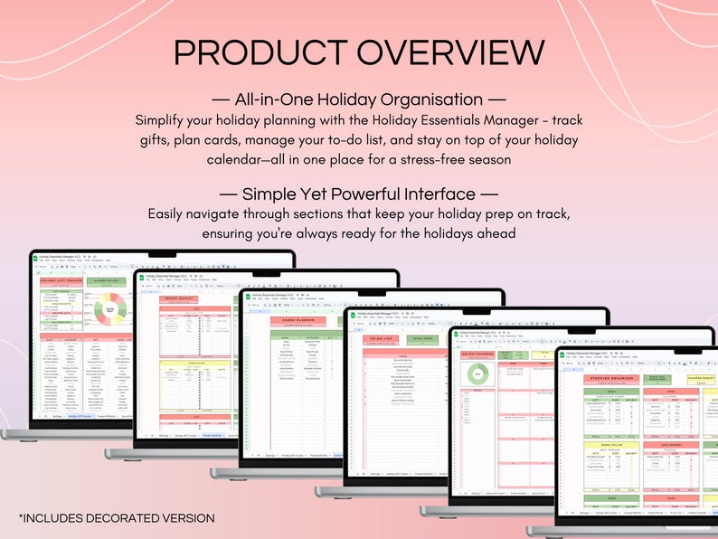 Christmas Holiday Planner Spreadsheet, Holiday Gift Tracker Google ...