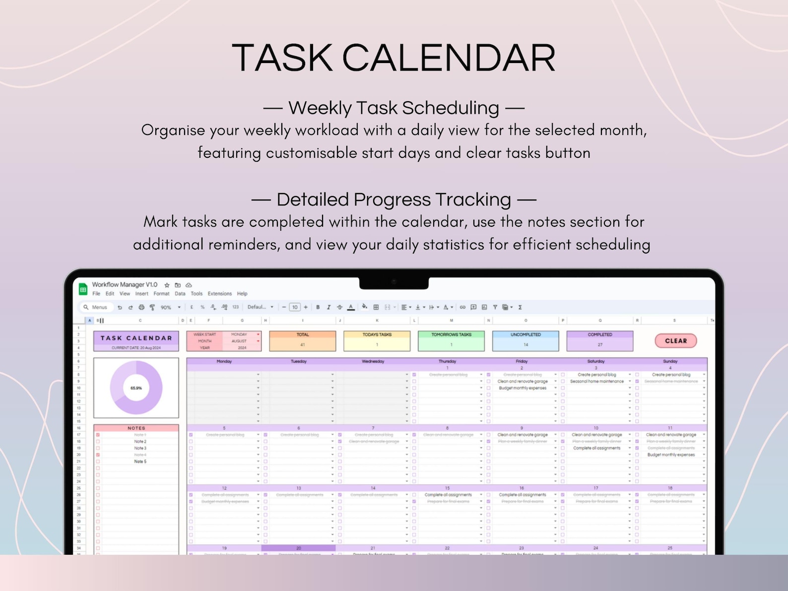 Workflow Task Tracker Spreadsheet, Google Sheets to Do List and ...
