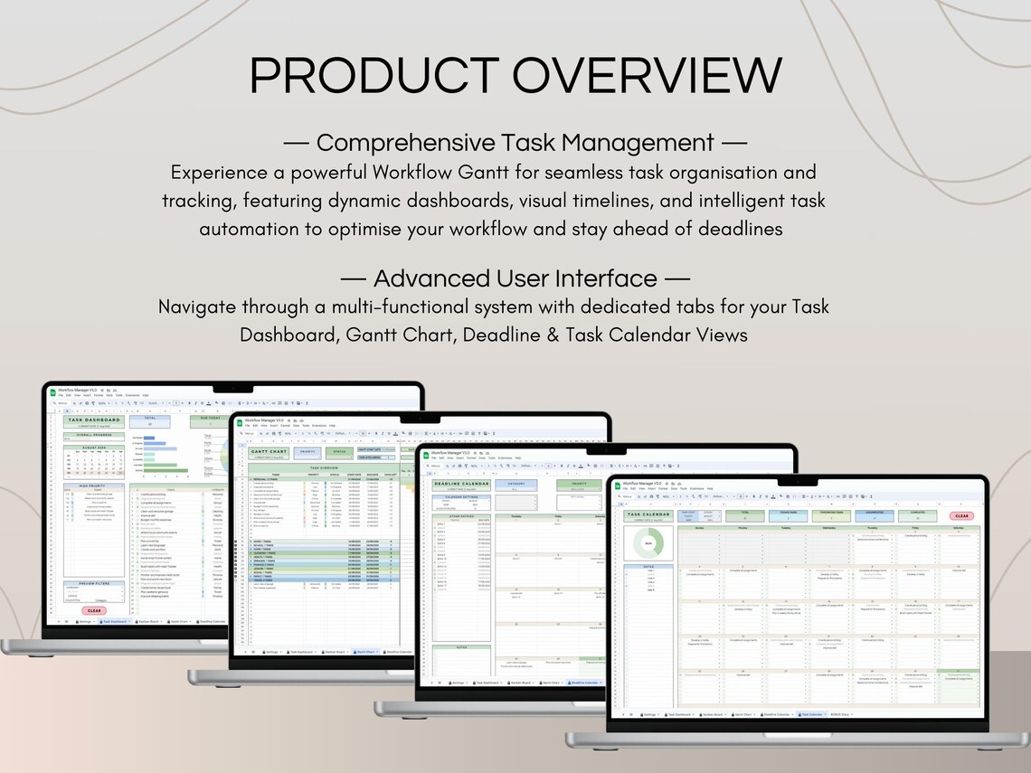 Multi Project Manager and Gantt Chart Planner Spreadsheet, Task Tracker ...