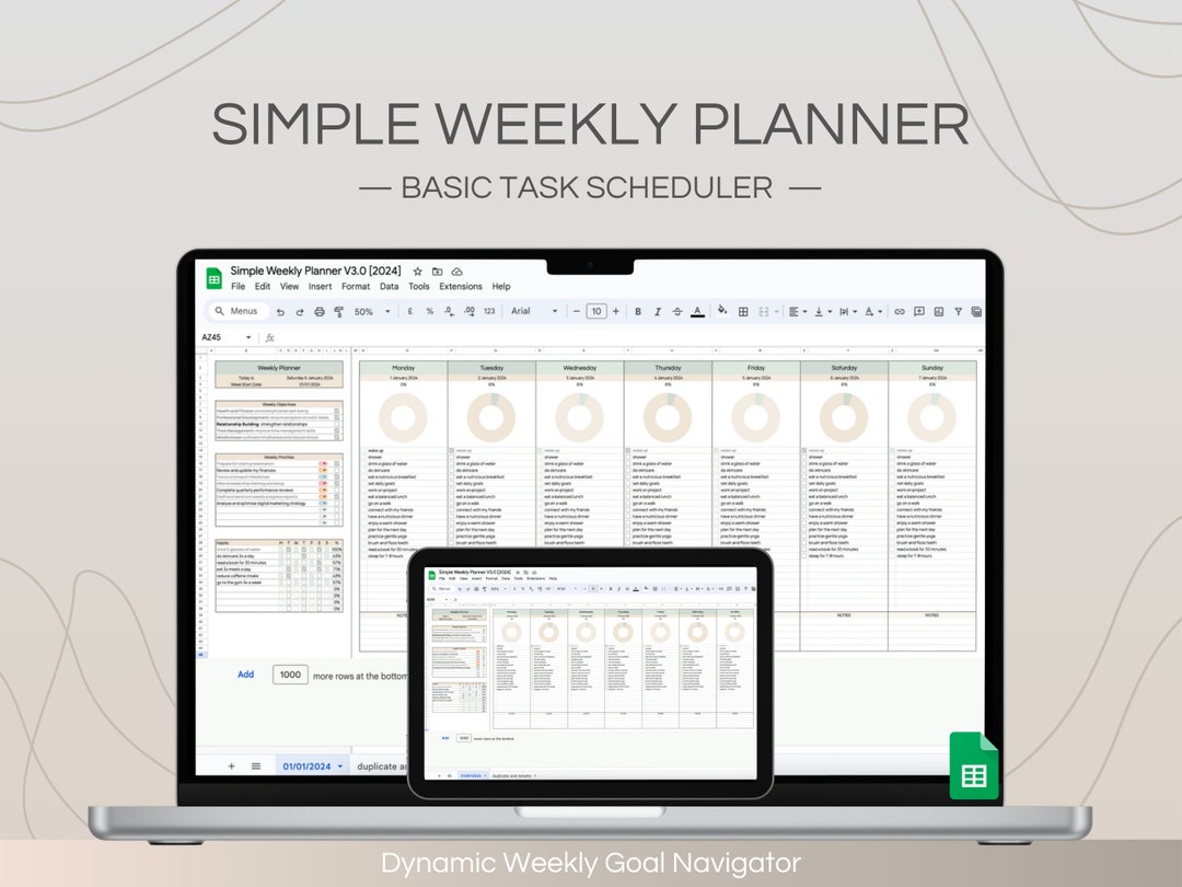 Daily and Weekly Planner Spreadsheet, Executive Dysfunction to Do List ...