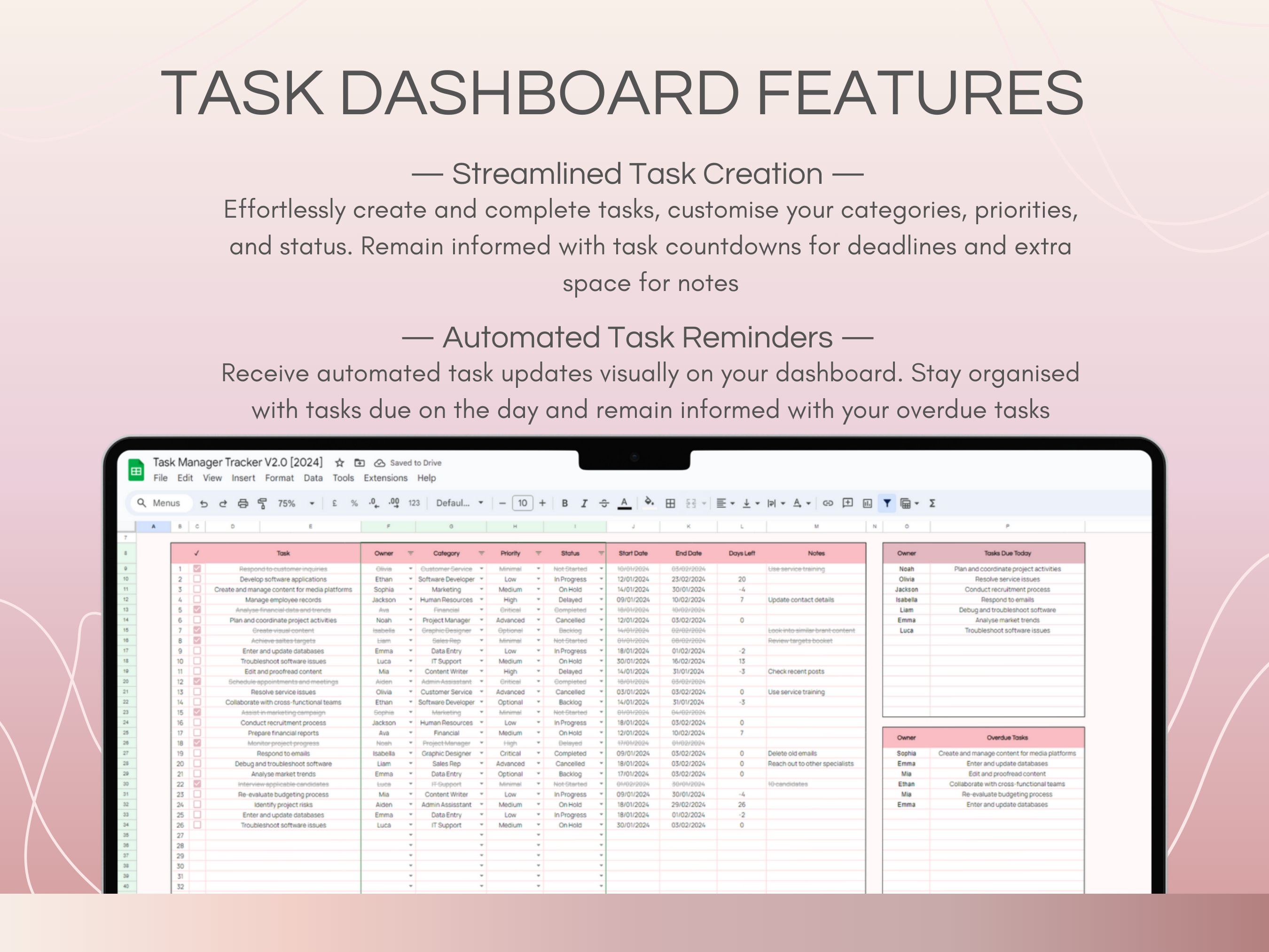 Team Planner Spreadsheet Template, Gantt Chart and Task Manager ...
