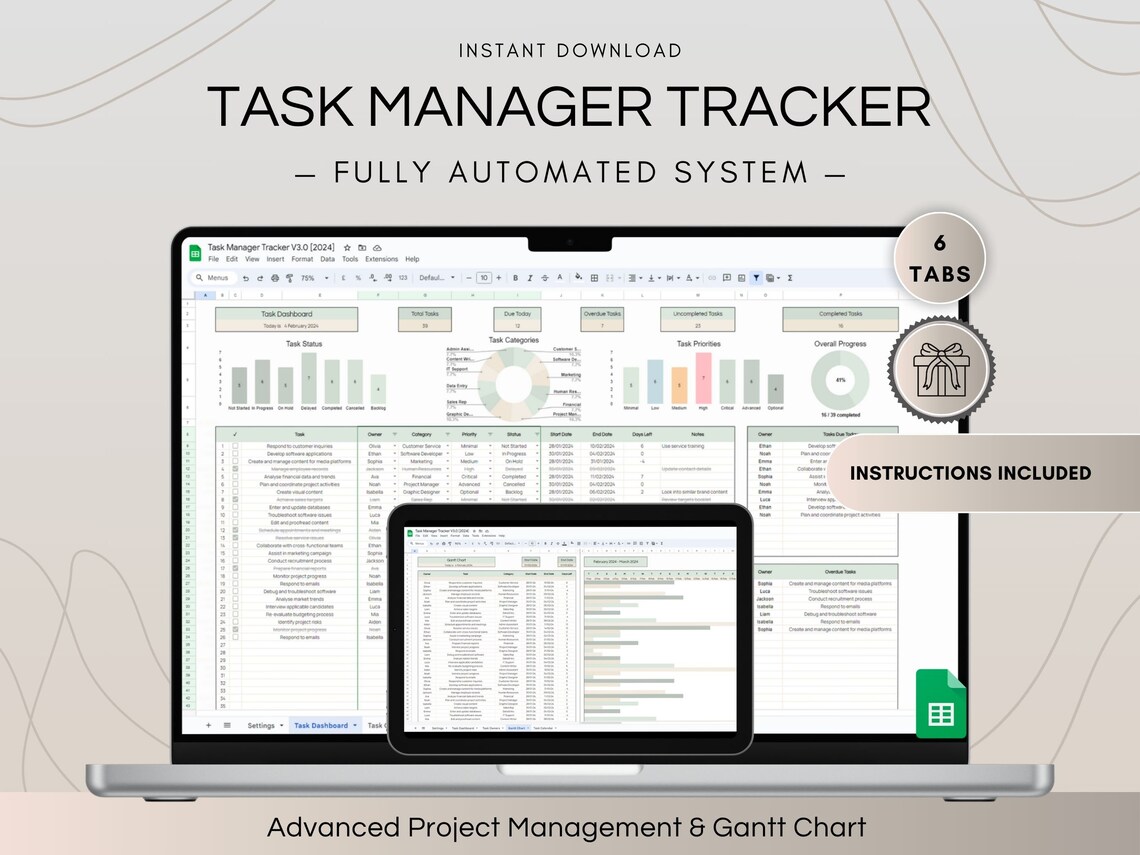Project Management Spreadsheet Template, Gantt Chart Google Sheets ...