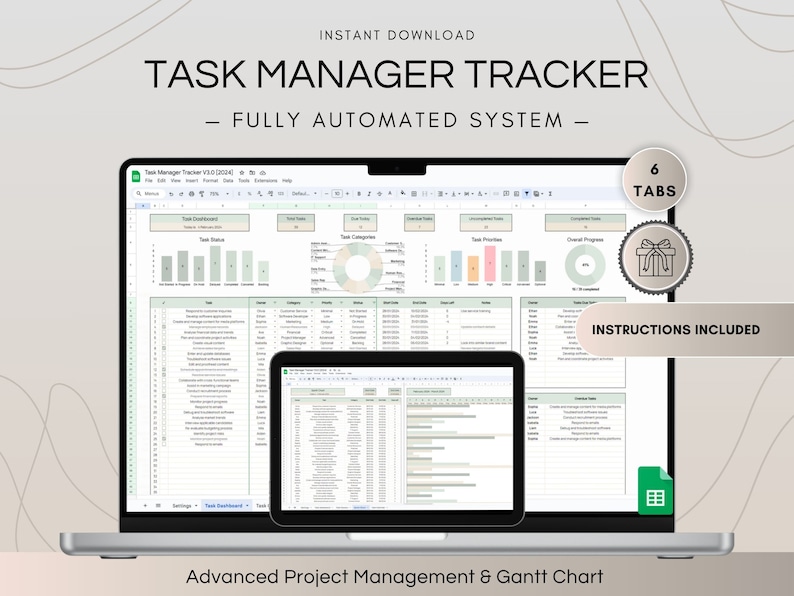 Project Management Spreadsheet Template, Gantt Chart Google Sheets ...