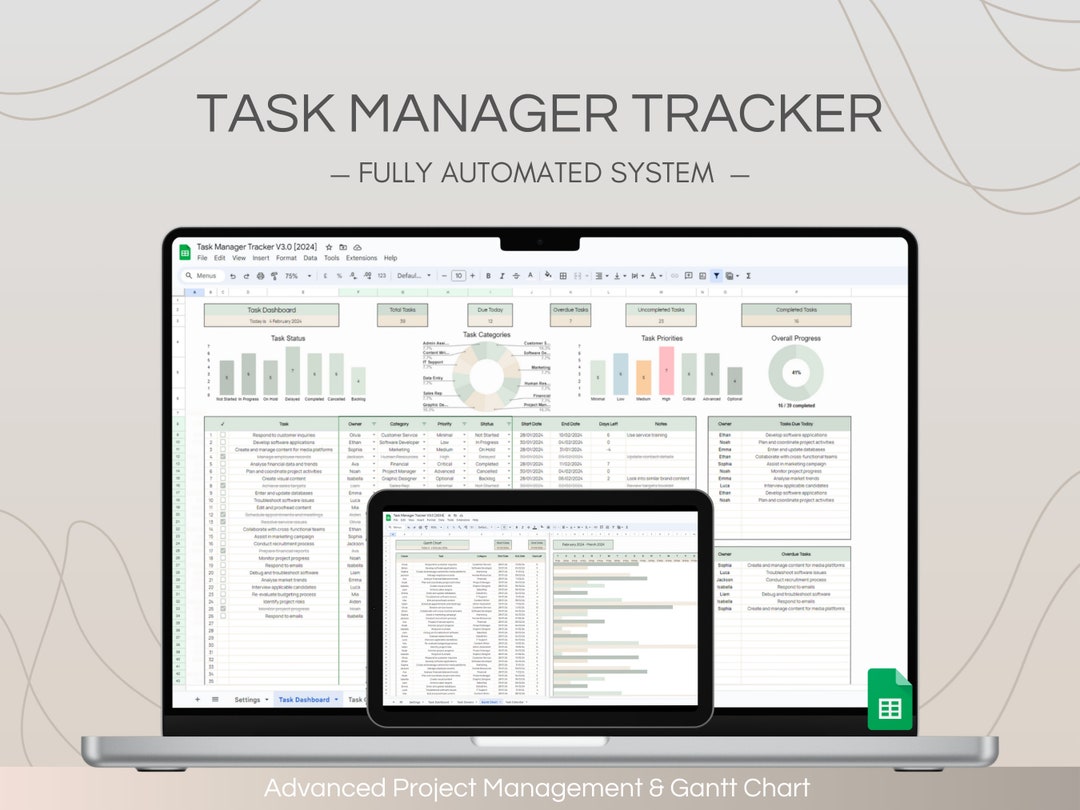 Project Management Spreadsheet Template, Gantt Chart Google Sheets ...