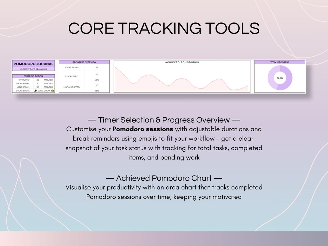 Pomodoro Technique Tracker Spreadsheet, Productivity Task Management ...