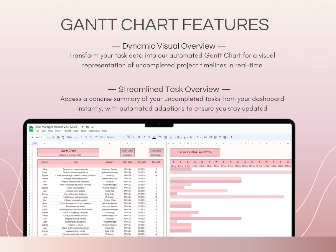 Team Planner Spreadsheet Template, Gantt Chart and Task Manager ...