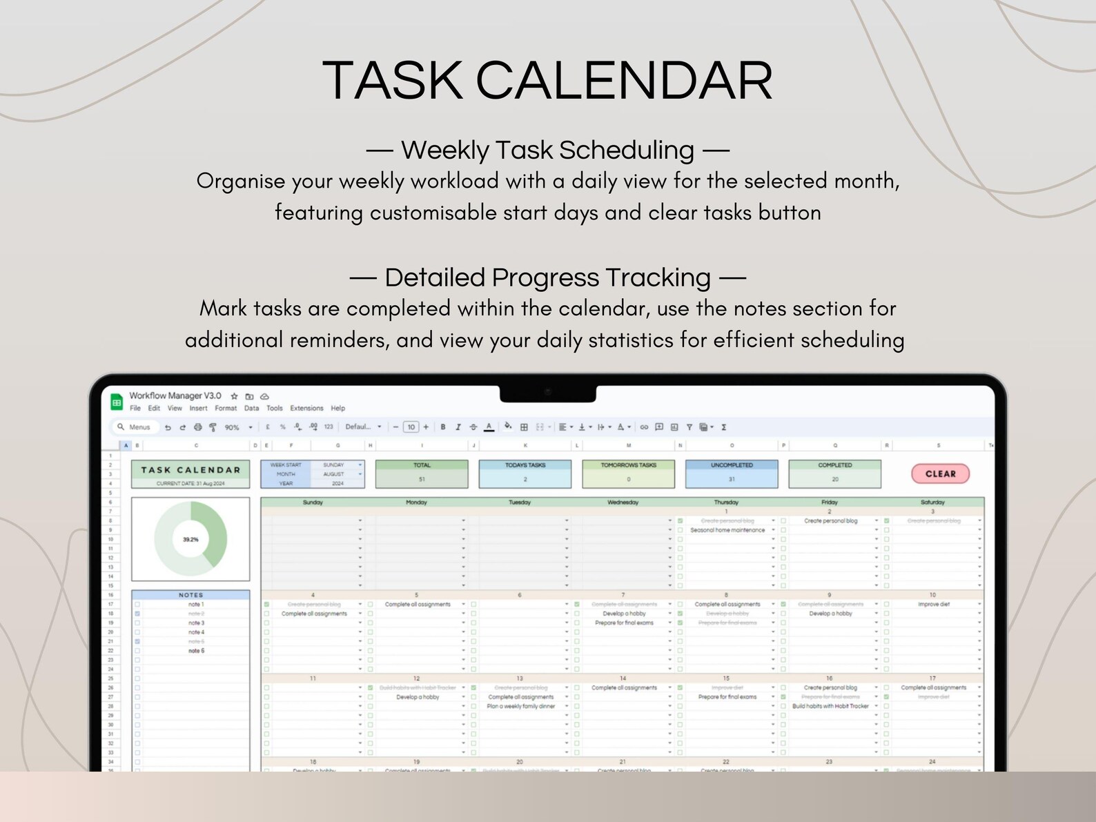 Multi Project Manager and Gantt Chart Planner Spreadsheet, Task Tracker ...