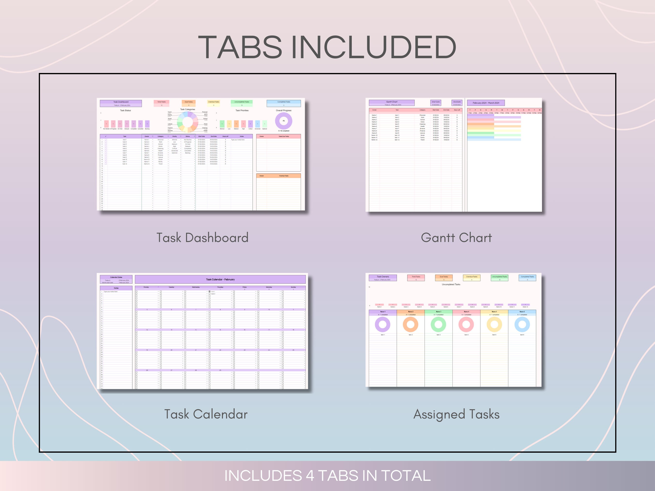 Task Manager Tracker Spreadsheet Template, Google Sheets Gantt Chart ...
