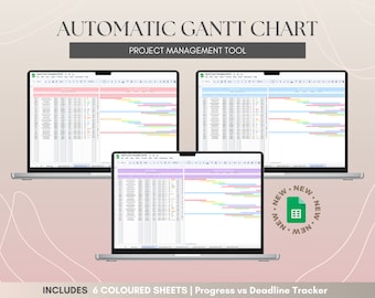 Gantt Chart Automated Project Timeline Task Tracker Google Sheets Template - Etsy