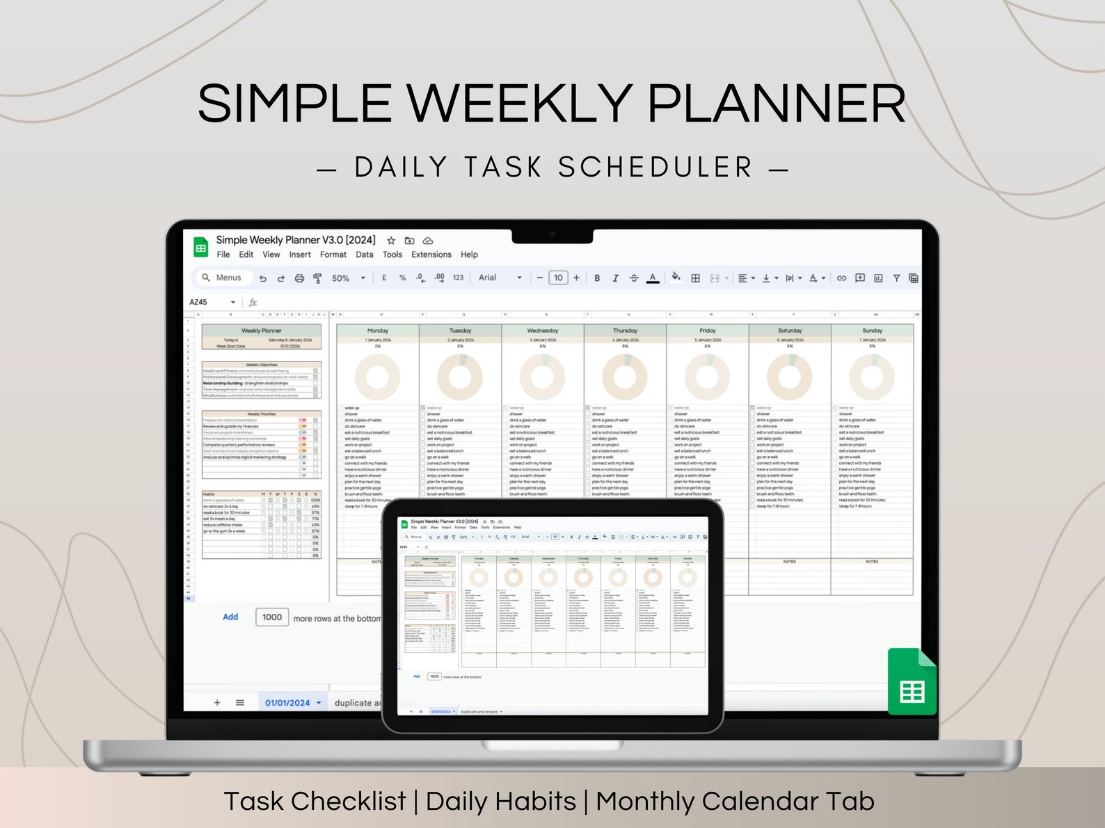 Daily and Weekly Planner Spreadsheet, Executive Dysfunction to Do List ...