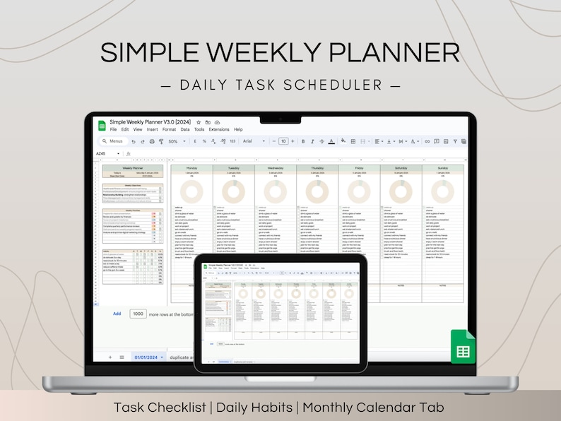 Daily and Weekly Planner Spreadsheet, Executive Dysfunction to Do List ...