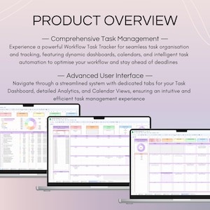 Workflow Task Tracker Spreadsheet, Google Sheets to Do List and Deadlines Calendar, Digital ...