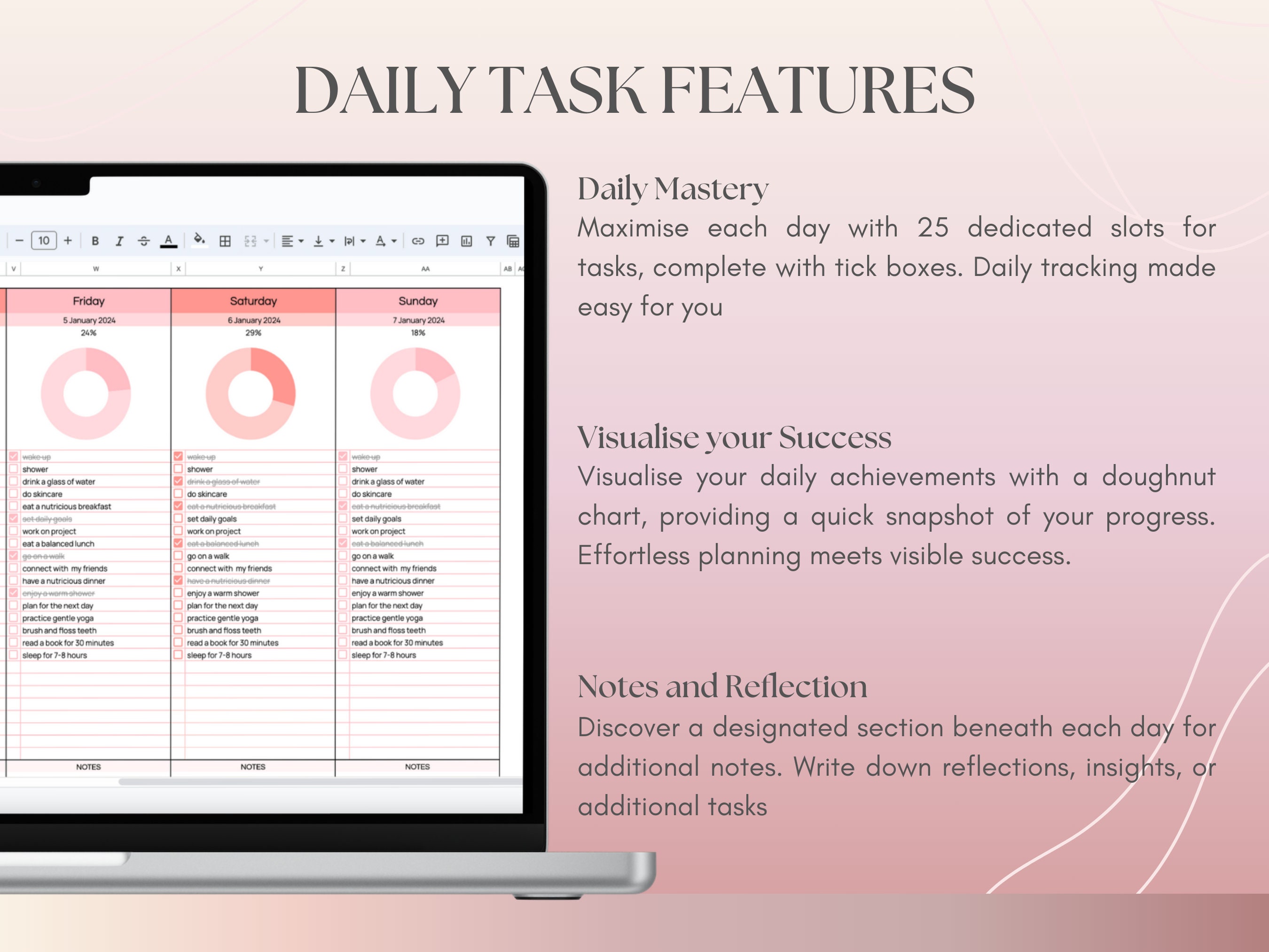 Weekly to Do and Checklist Planner, Google Sheets Template, Simple ...