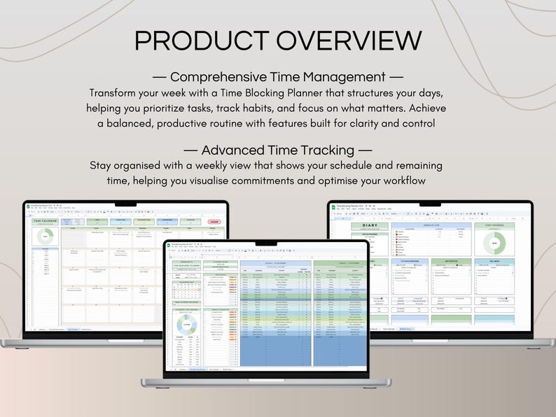 Weekly Time Blocking Planner Spreadsheet, Daily Timeboxing To-do List ...