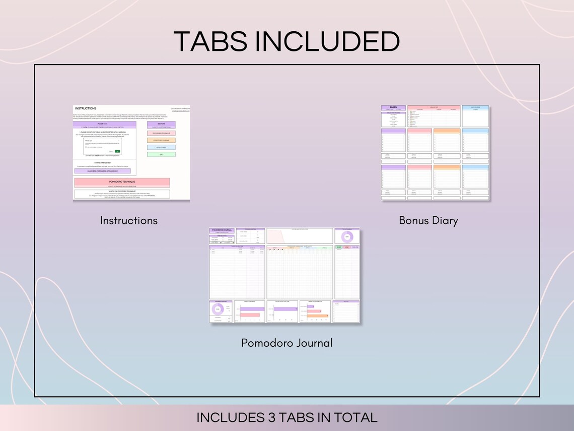Pomodoro Technique Tracker Spreadsheet, Productivity Task Management ...
