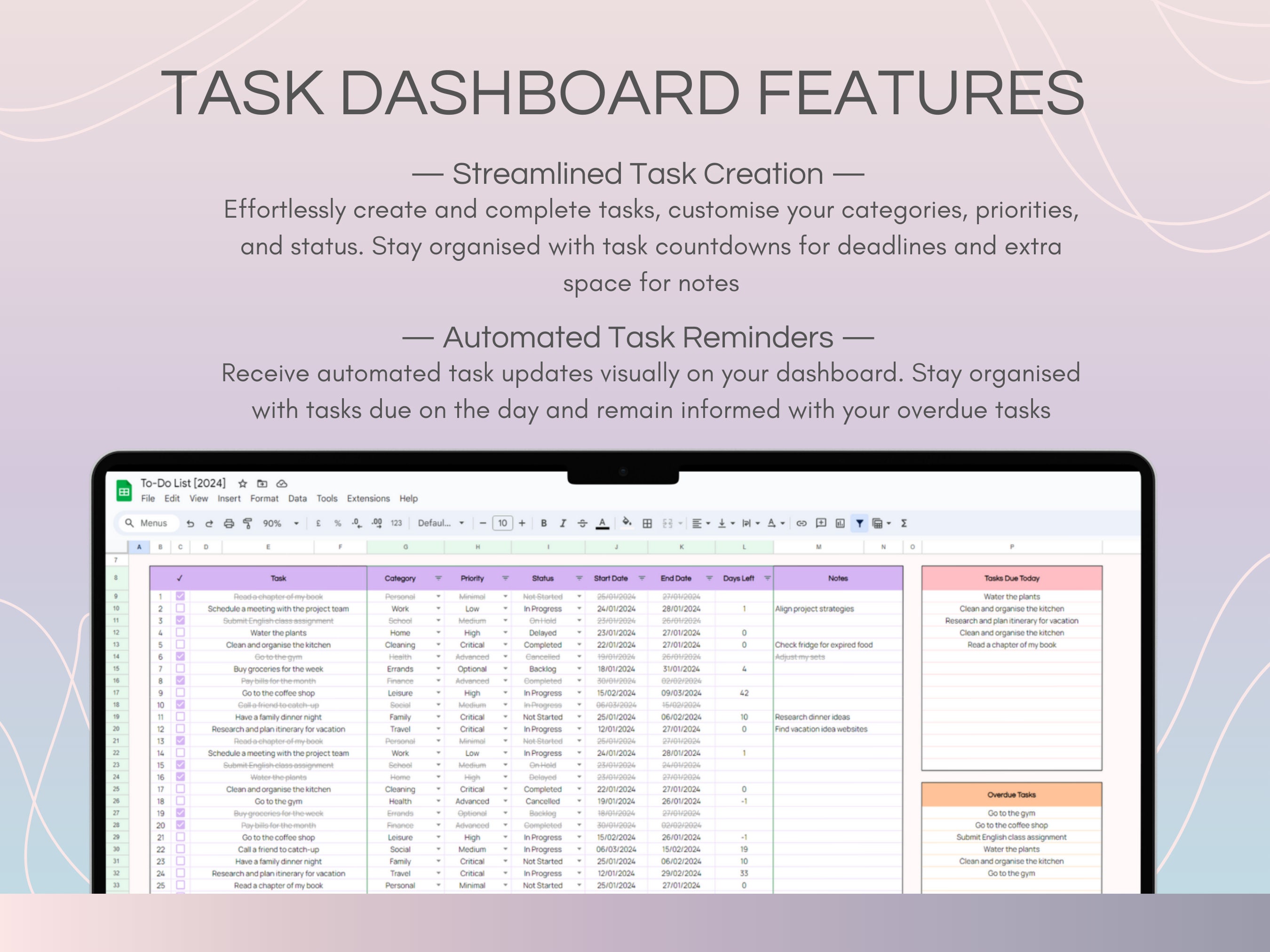 To-do List Spreadsheet Template, Task Manager Google Sheets ...