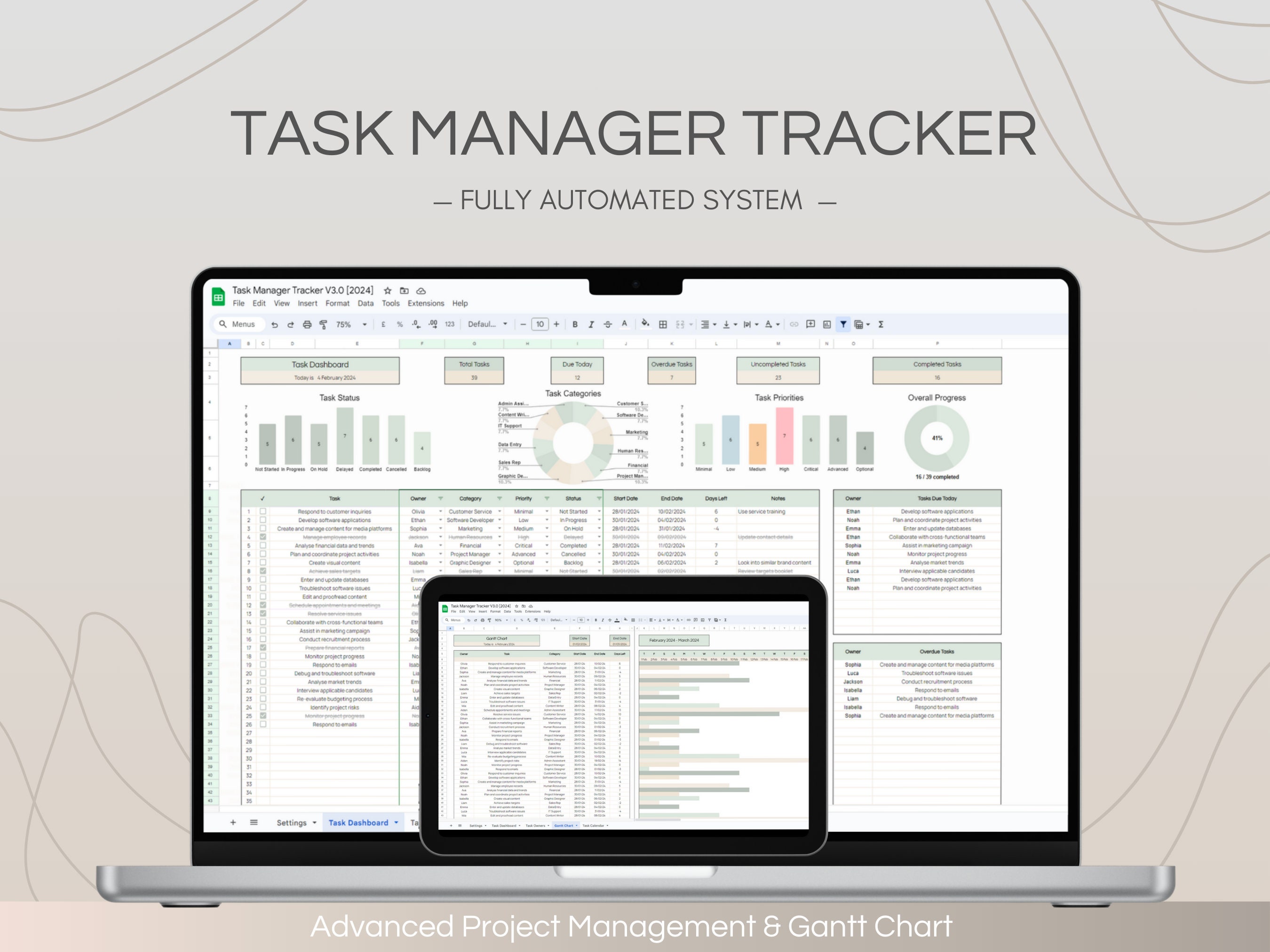 Project Management Spreadsheet Template, Gantt Chart Google Sheets ...