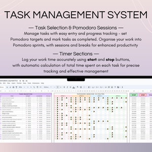 Pomodoro Technique Tracker Spreadsheet, Productivity Task Management ...