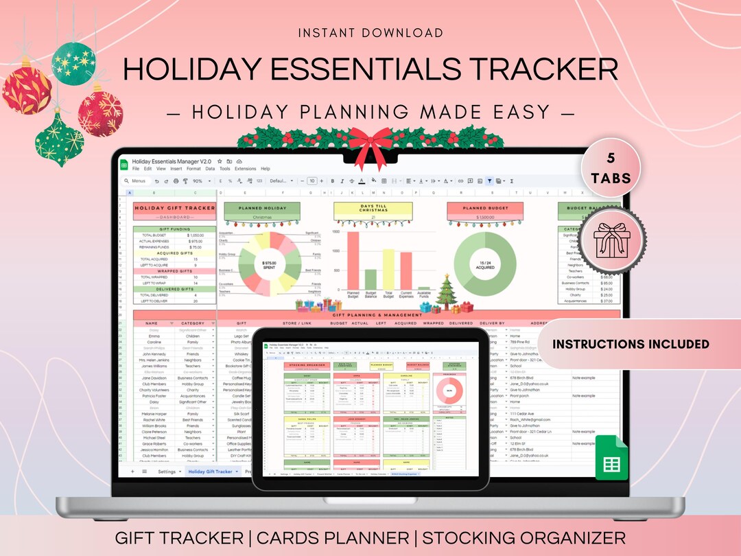 Holiday Gift Budget Tracker Template, Christmas Gift Tracker Google ...