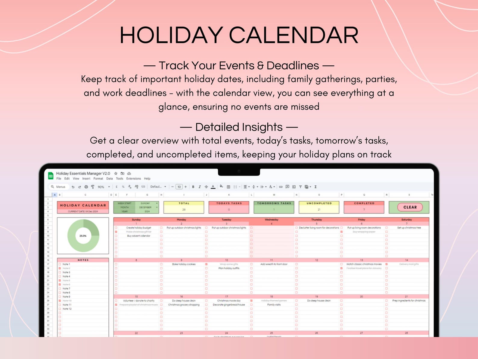 Christmas Holiday Planner Spreadsheet, Holiday Gift Tracker Google ...