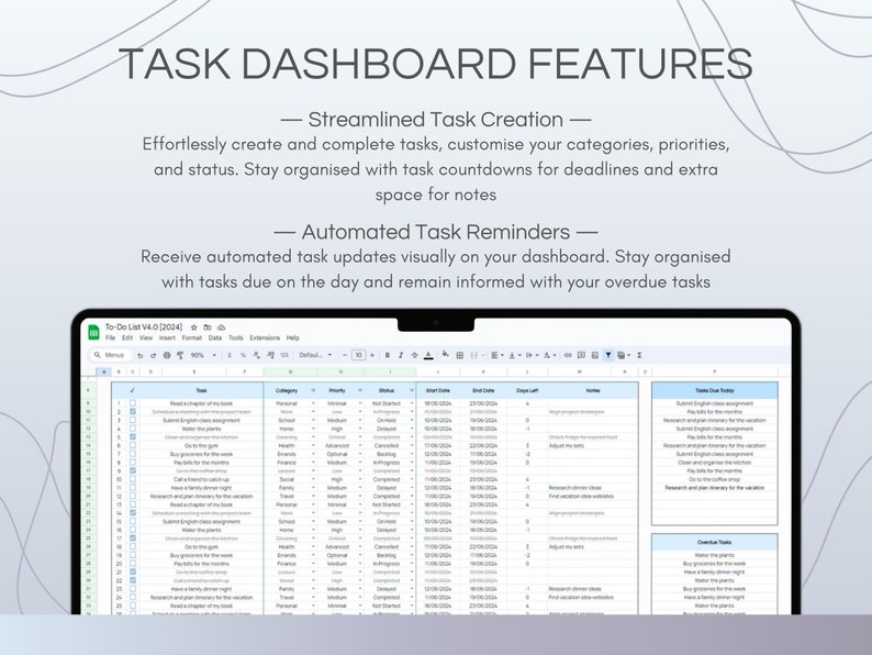 Task Management Spreadsheet Template, Project Tracking Software, to Do ...