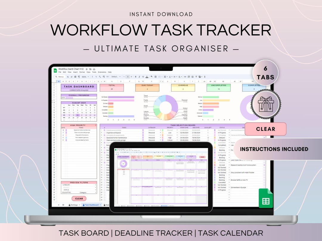 Workflow Task Tracker Spreadsheet, Google Sheets to Do List and ...
