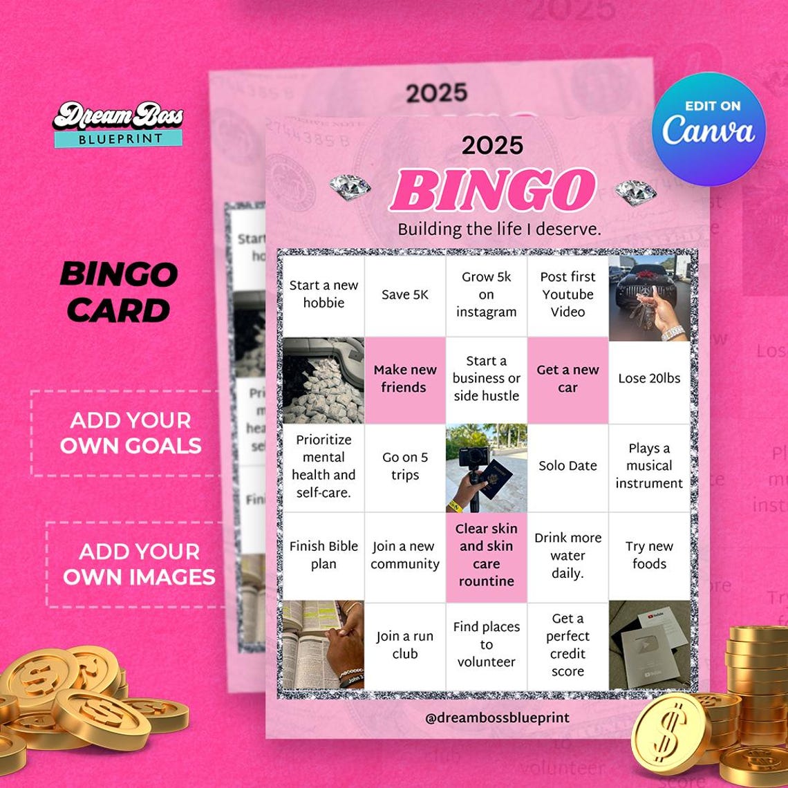 Vision Board Bingo Template 2025, 2025 Bingo Card, 2025 Manifestation ...