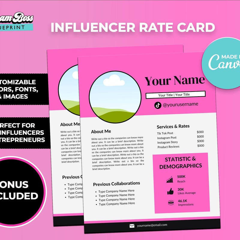 Rate Card Template - Etsy Canada