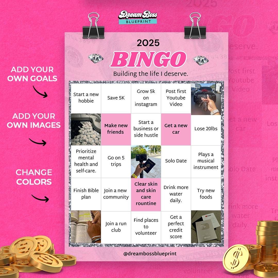 Vision Board Bingo Template 2025, 2025 Bingo Card, 2025 Manifestation ...