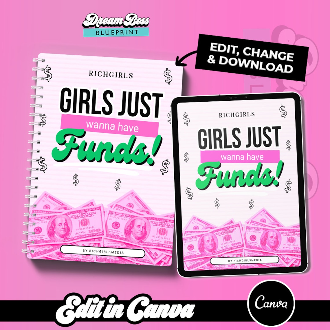 Ebook Cover Template, Ebook Cover Canva Template, Girl Boss Ebook Cover ...