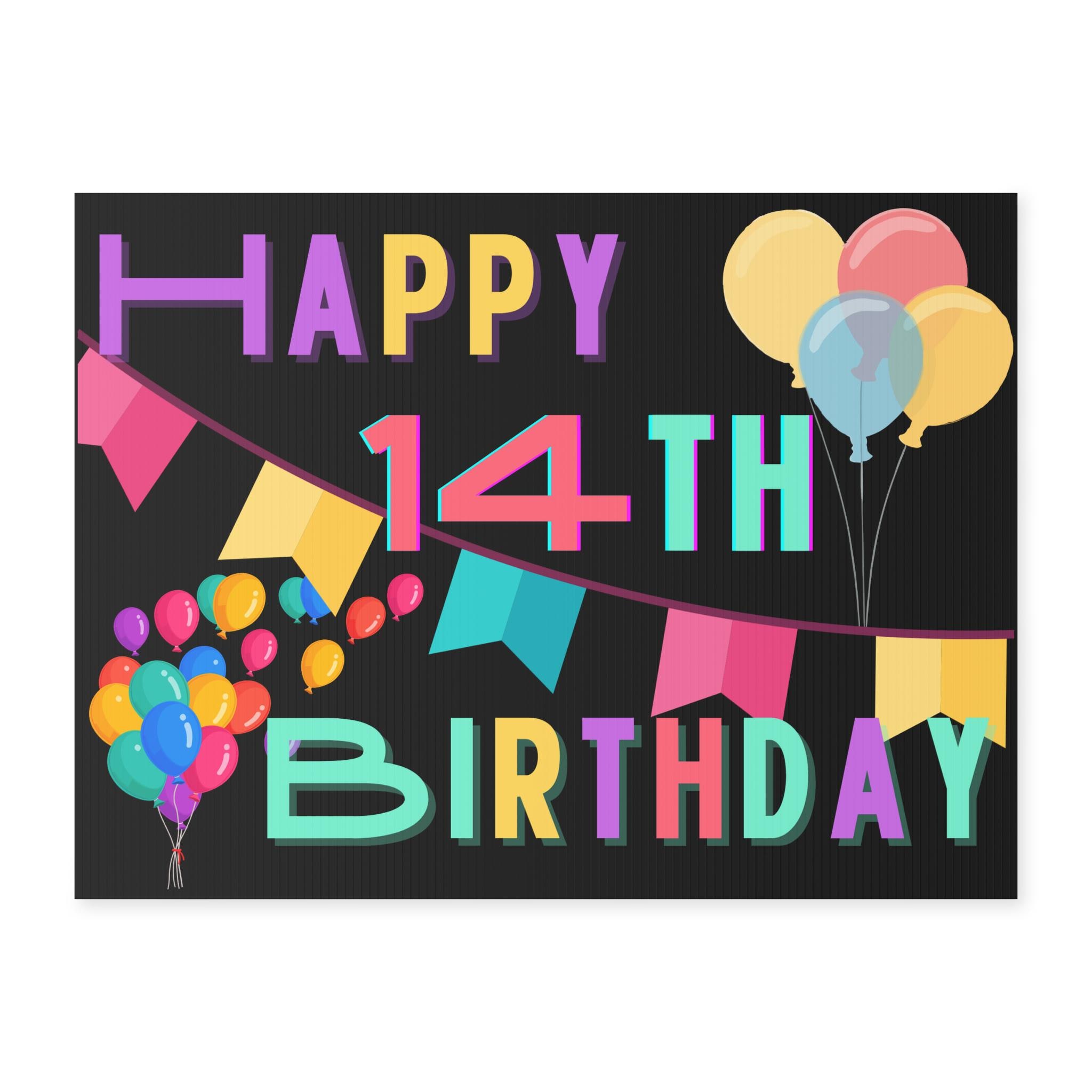 14th Birthday Yard Sign Happy Birthday Lawn Signs 24 Inch Large Letters ...