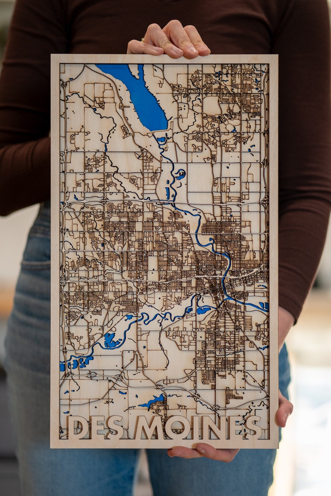 Des Moines Iowa Laser Cut Wooden Map - Etsy
