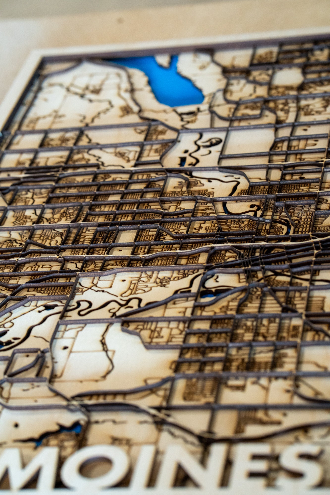 Des Moines Iowa Laser Cut Wooden Map - Etsy
