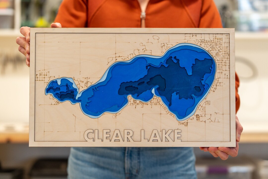 Clear Lake Iowa Laser Cut Wooden Map - Etsy