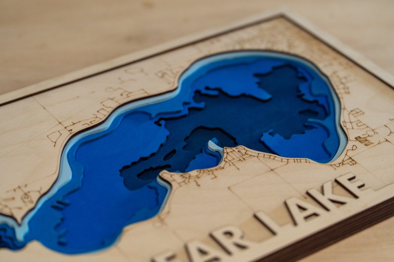 Clear Lake Iowa Laser Cut Wooden Map - Etsy