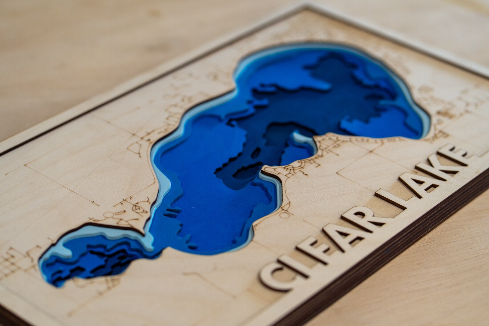 Clear Lake Iowa Laser Cut Wooden Map - Etsy