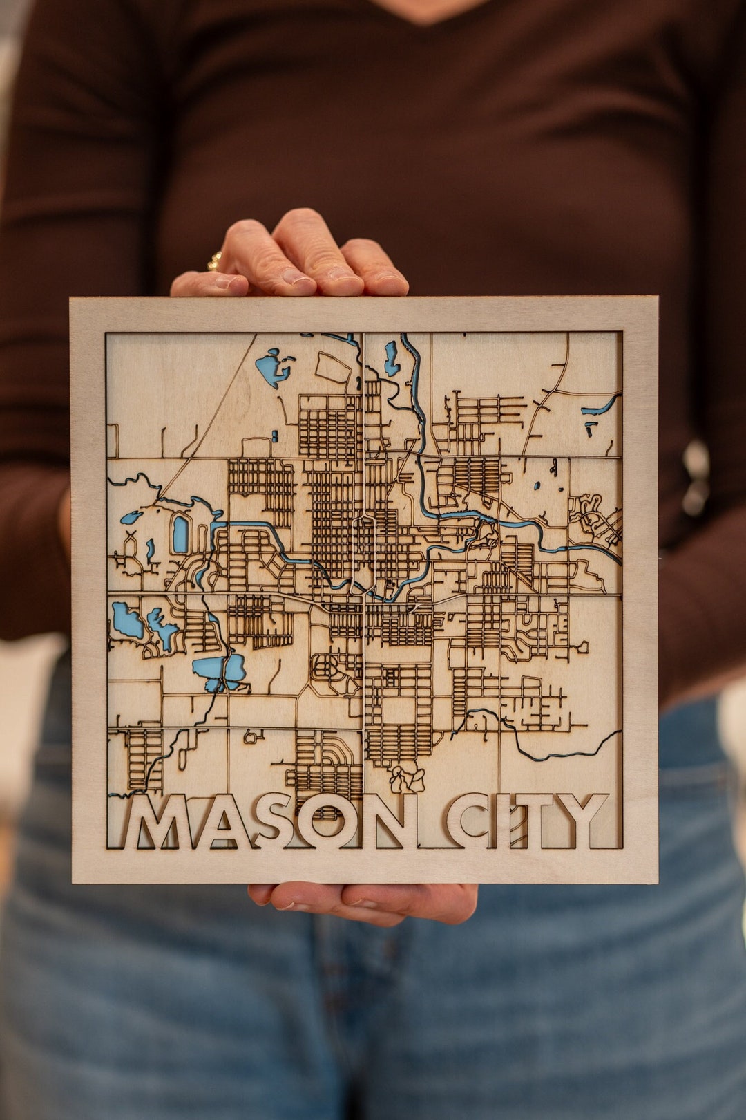 Mason City, Iowa Wooden Laser Cut Map - Etsy