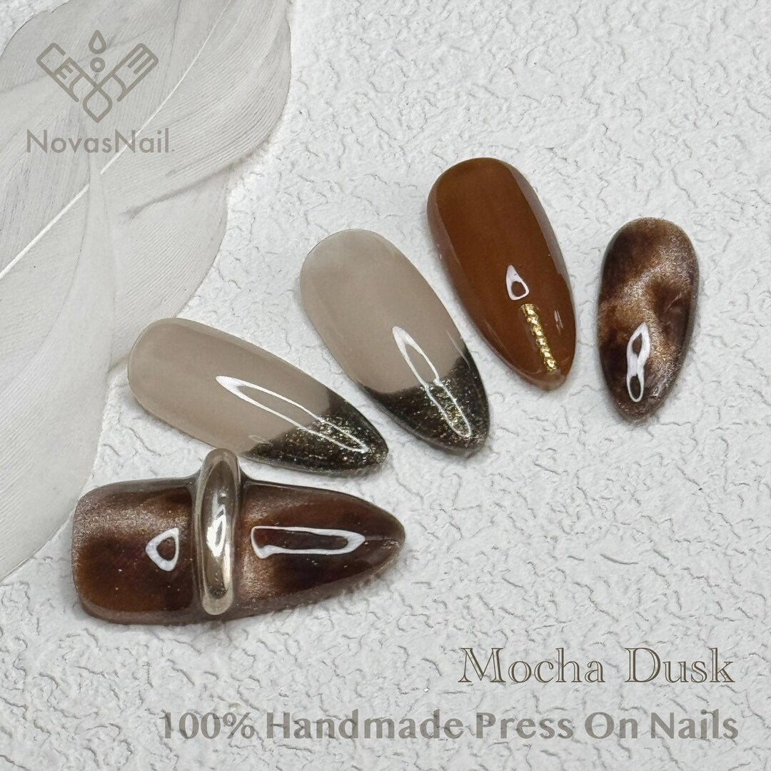 Tortoise Shell French Tip Press on Nails: Handmade Reusable Nail Art - Etsy