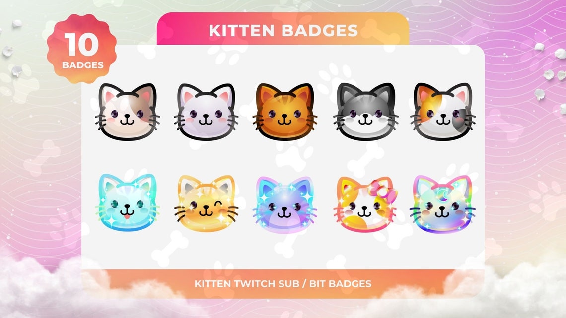 Cat Sub Badges for Twitch/youtube/kick/discord | Kitten | Bit Badges ...