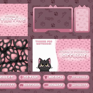 Animated Black Cat Overlay for Twitch, Youtube, Kick | Cute, Kawaii ...