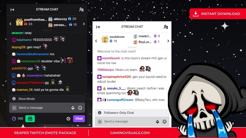 Grim Reaper Emotes 12-pack - Cute Chibi Emotes - Cool Emotes - Twitch ...