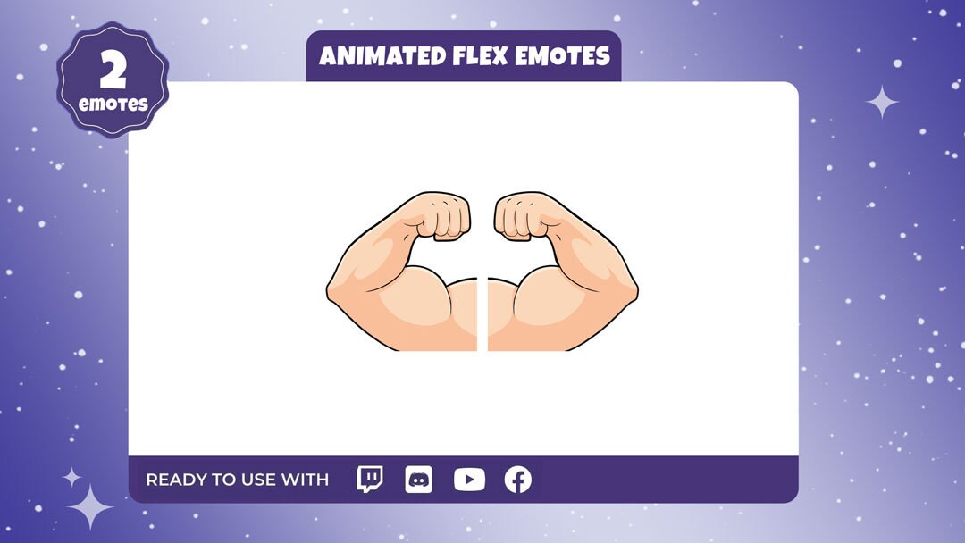 Animated Flex Emote (white) - Animated Emote - Static Emote - Twitch ...