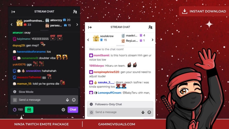 Ninja Emotes 8-pack Shinobi Emotes Cute Chibi Emotes Anime Emotes ...