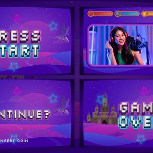 Animated Pixel Arcade Overlay for Twitch, Youtube | Bright, Colorful ...