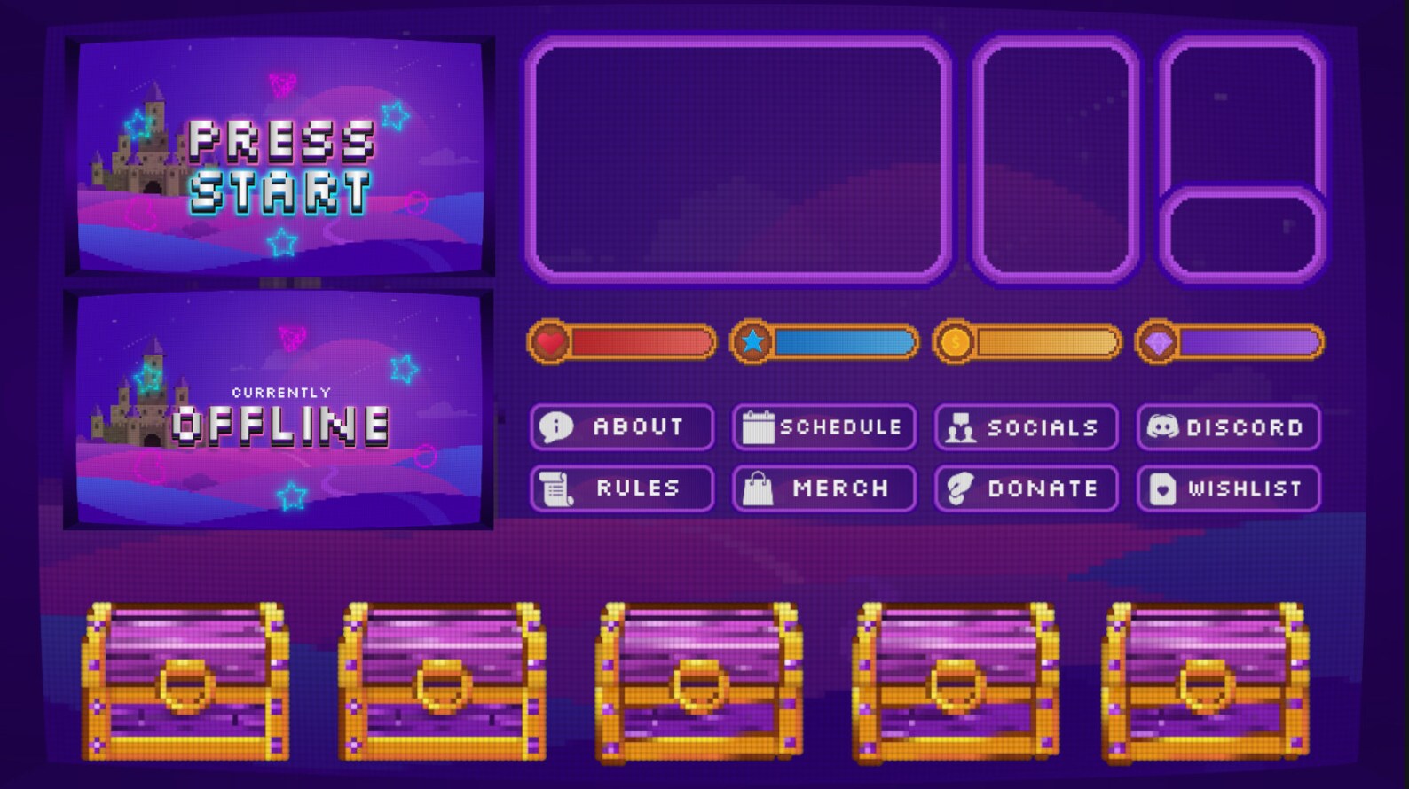 Animated Pixel Arcade Overlay for Twitch, Youtube | Bright, Colorful ...