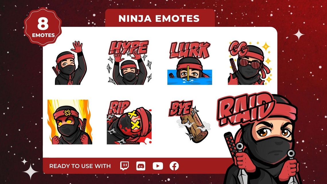 Ninja Emotes 8-pack Shinobi Emotes Cute Chibi Emotes Anime Emotes ...