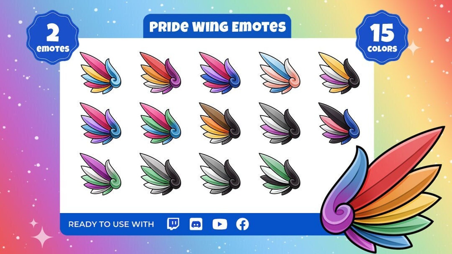 LGBTQ Pride Wing Emotes Animated Emotes for Twitch, Discord, Kick ...